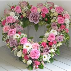Pink and White Rose Open Heart